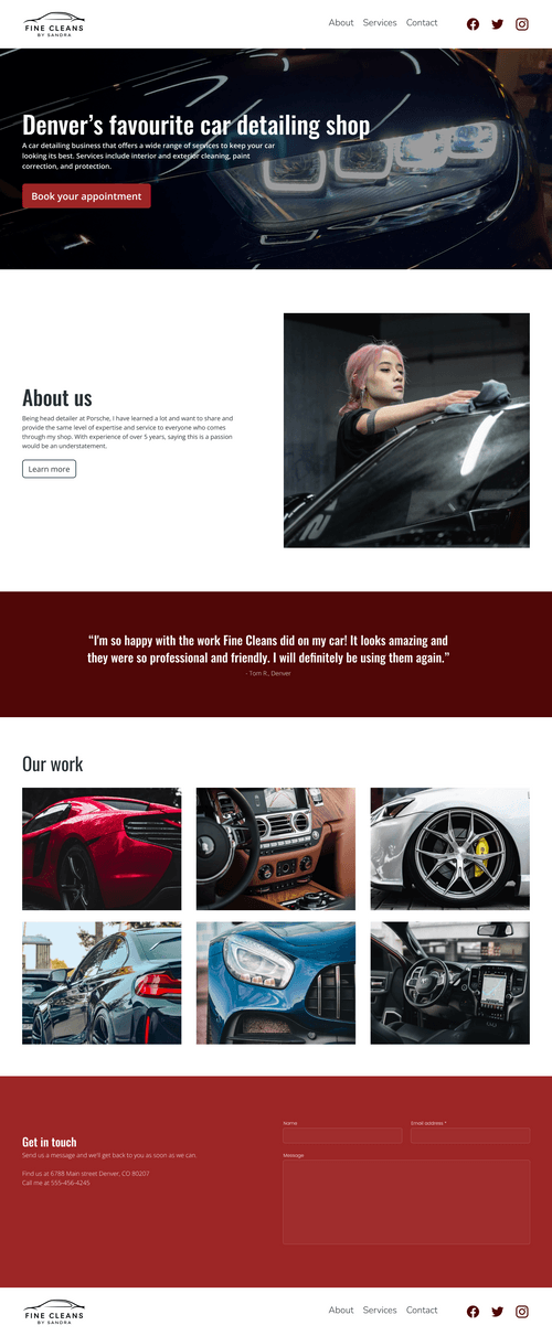 Car detailing website template | Durable
